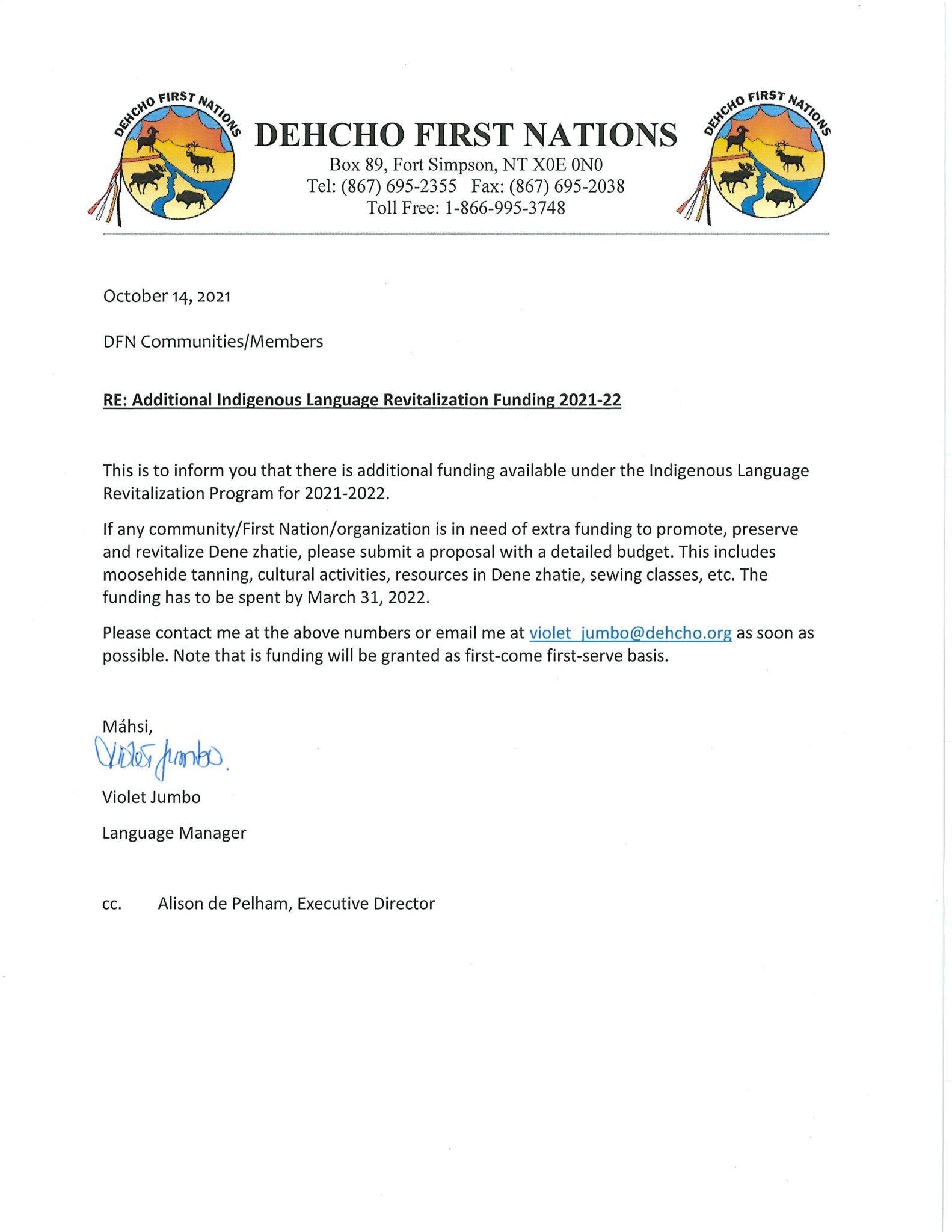 Indigenous Language Revitalization Funding | Dehcho First Nations