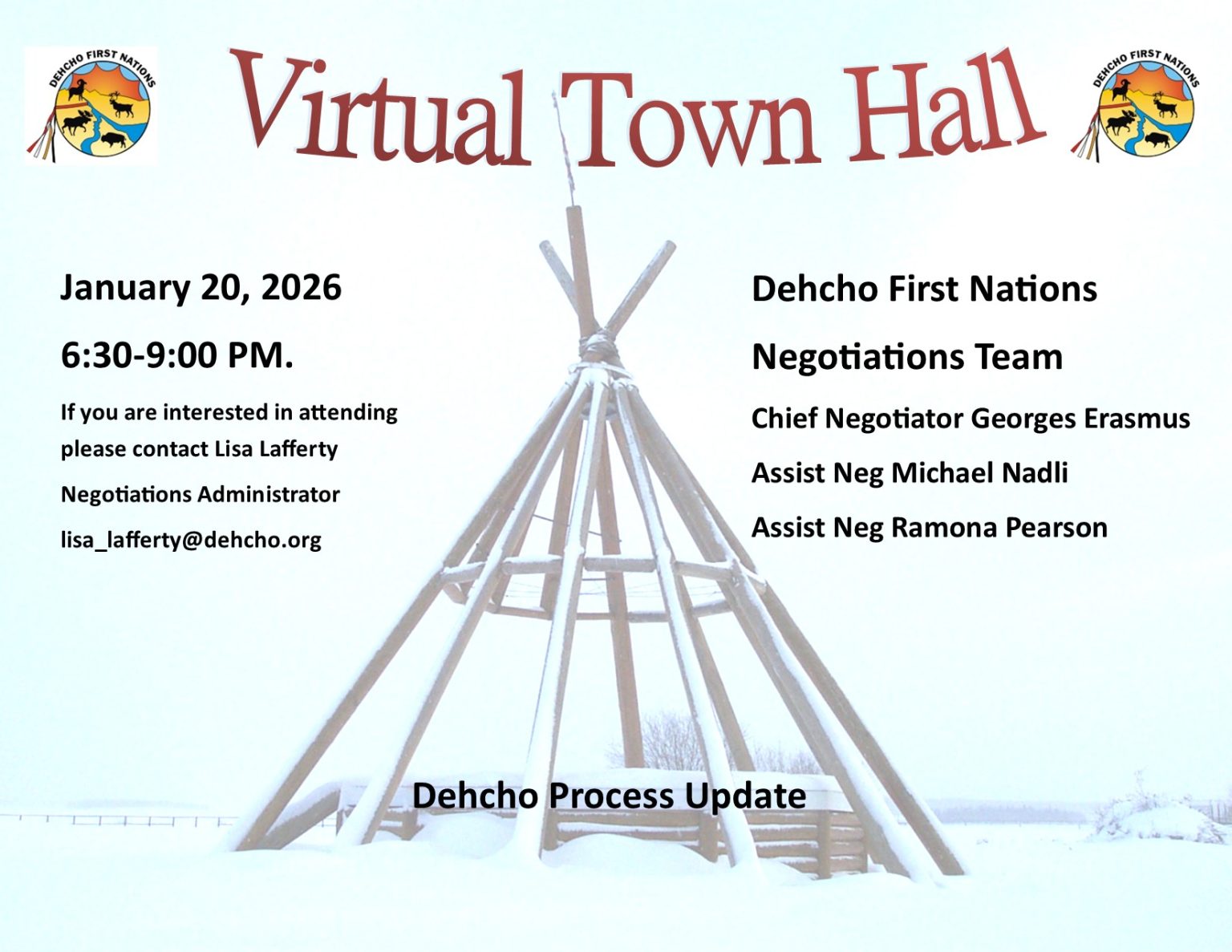 Virtual Town Hall poster Jan 20 2026 | Dehcho First Nations